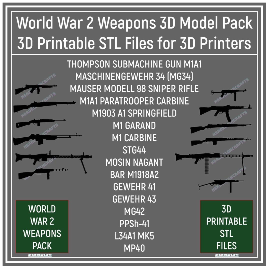 3D Printables World War 2 STL Pack 1:4 Scale NOT REAL - Etsy