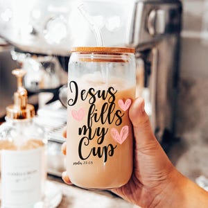 Jesus Gift, Jesus Fills My Cup, Christian Glass Cup, Psalm 23:05, Iced ...