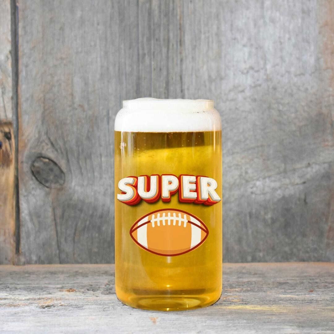 Super Bowl Beer Glass, Super Football Drinkware, American Football ...