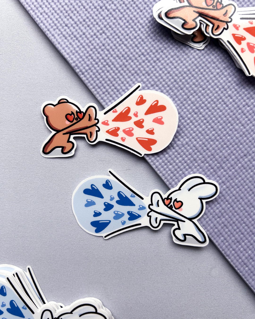 Matching BFF Couples Bear Bunny Rabbit Sticker, Vinyl Waterproof ...