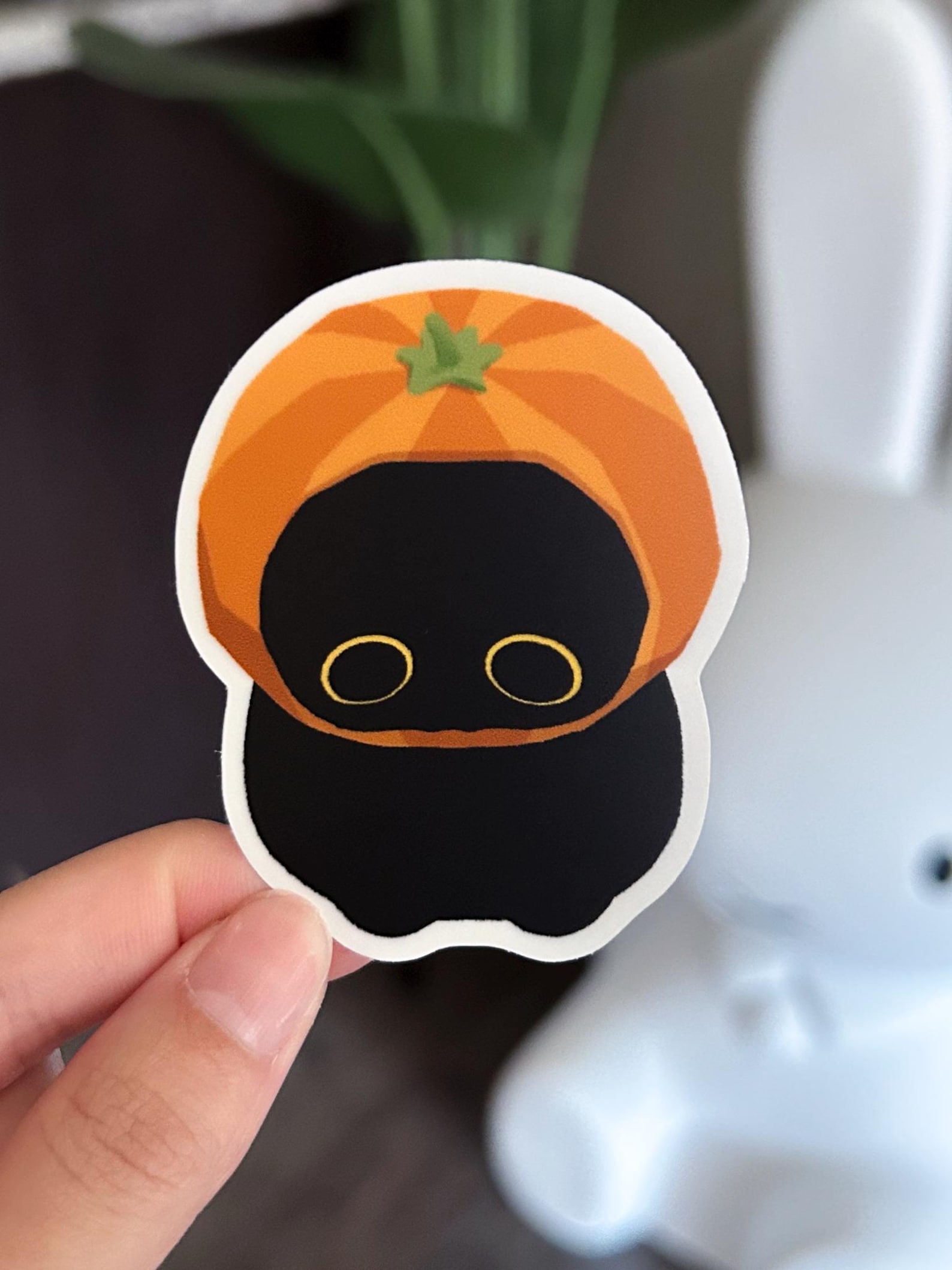 Black Cat Void Pumpkin Halloween Sticker, Matte Vinyl Waterproof ...