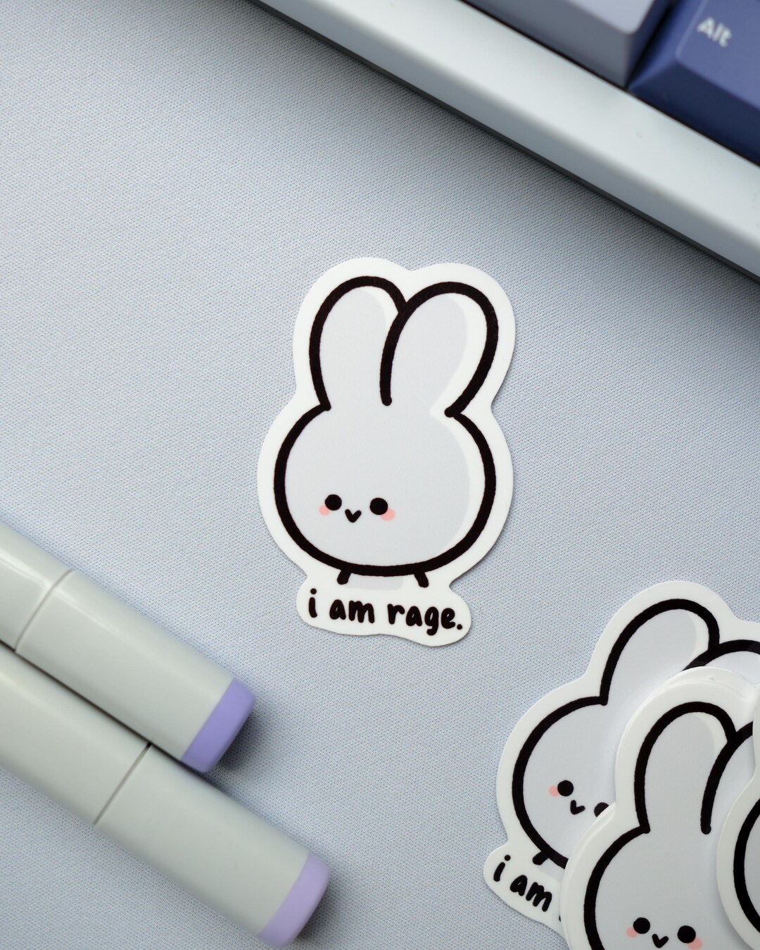 I Am Rage Bunny Rabbit Sticker, Vinyl Waterproof Sticker, Cute Cool ...