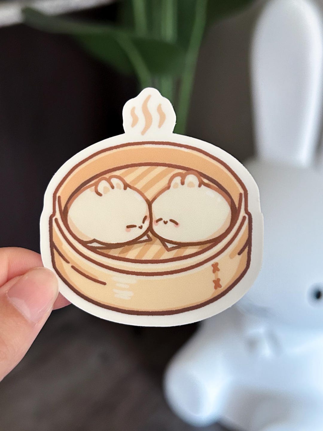 Steamed Buns Dim Sum Food Bunny Rabbit Sticker, Matte Vinyl Waterproof ...