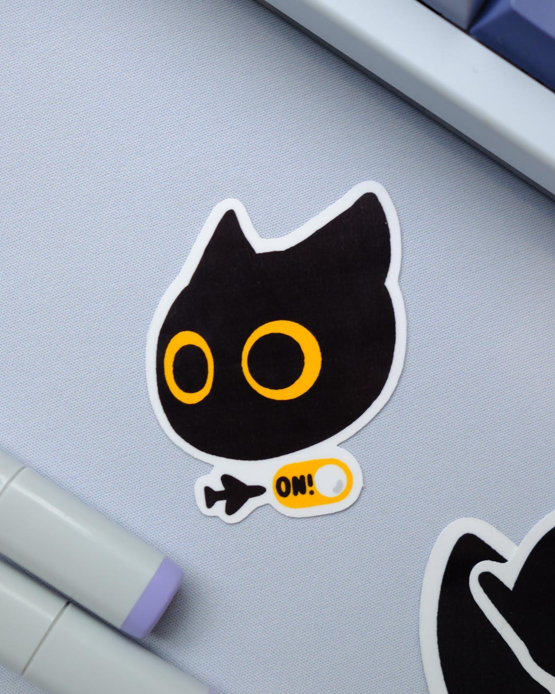 Black Cat Void Airplane Ears Sticker, Vinyl Waterproof Sticker, Cute ...