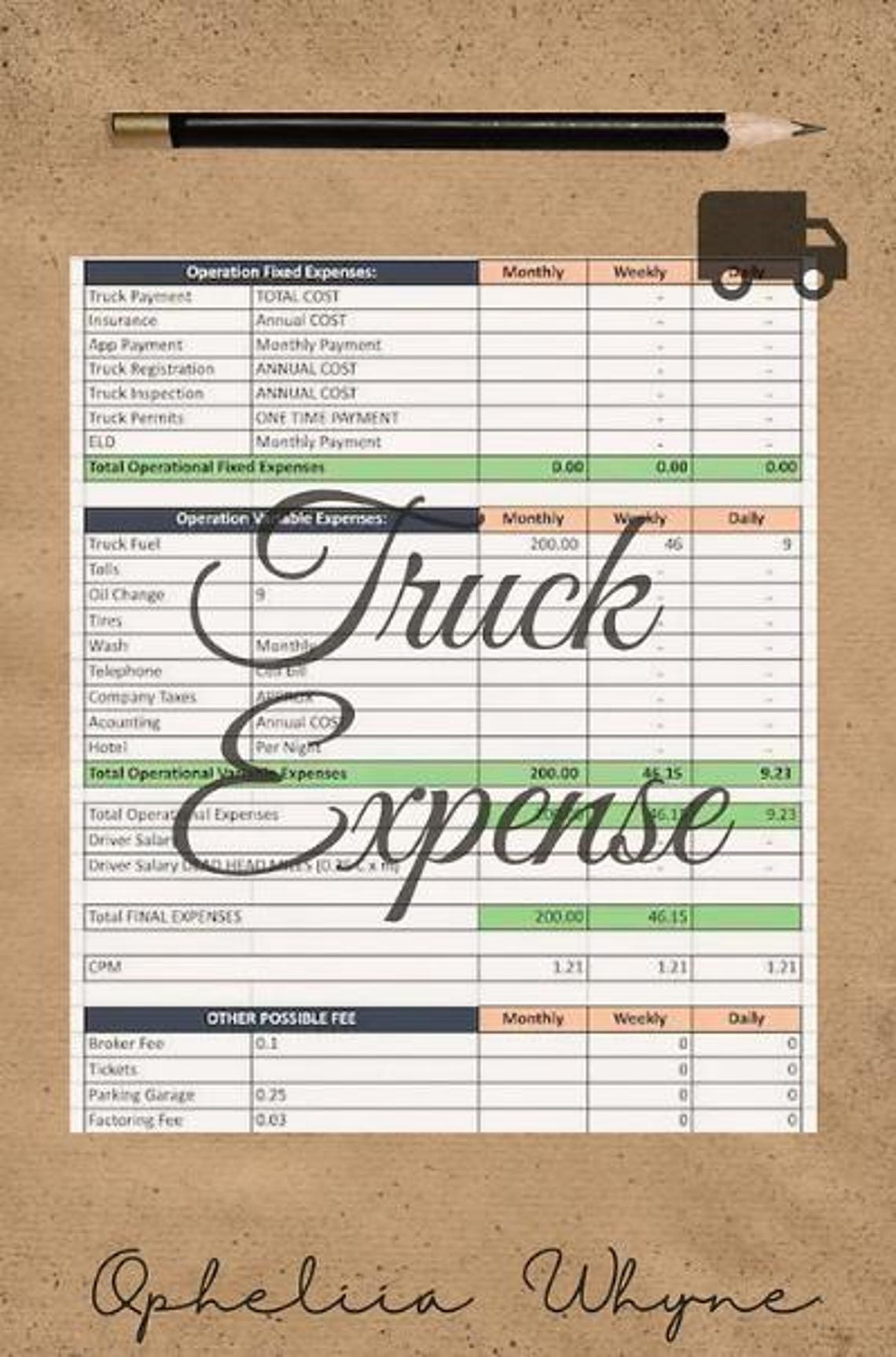 Truck Expense Sheet - Etsy