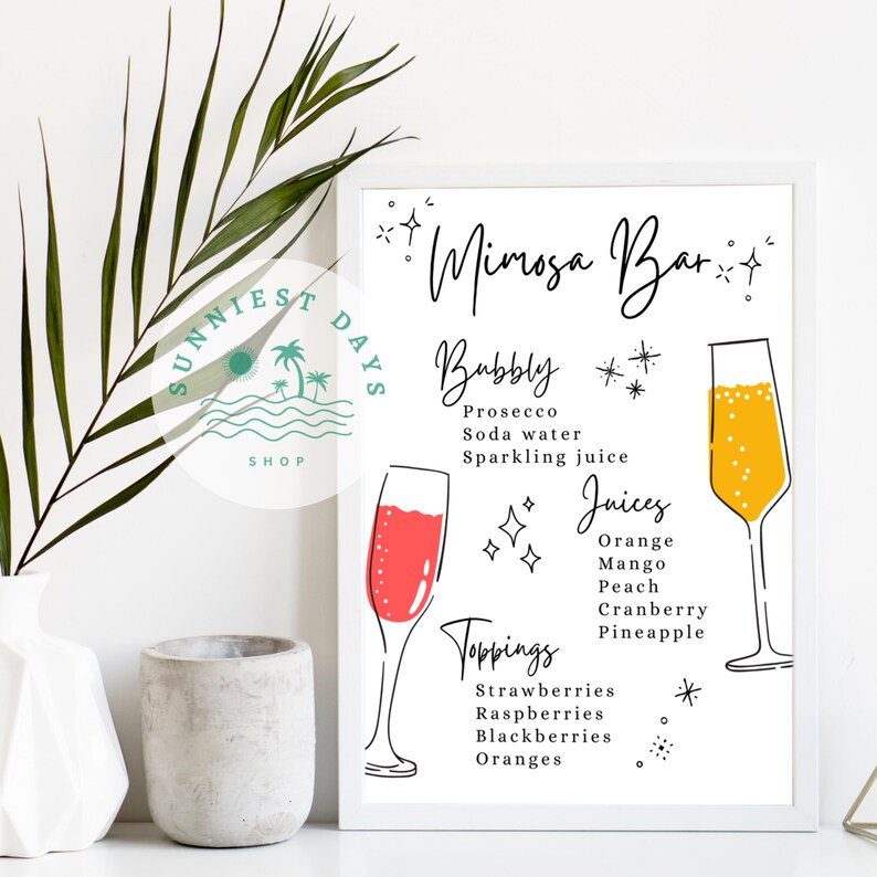 Editable Mimosa Bar Cart Bridal Baby Wedding Shower Bar Menu Digital ...