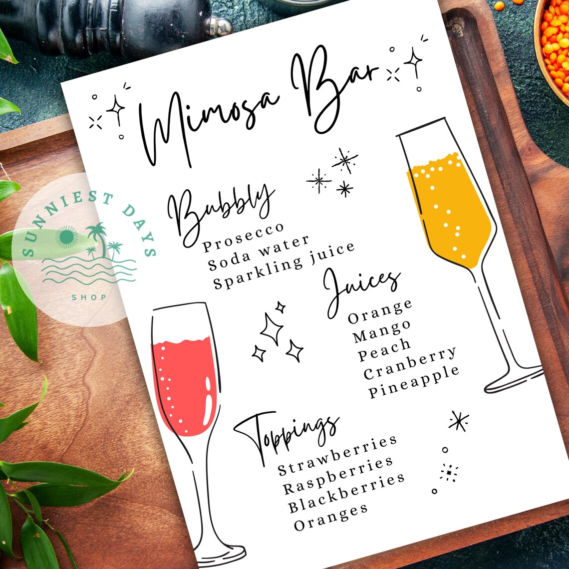 Editable Mimosa Bar Cart Bridal Baby Wedding Shower Bar Menu Digital ...