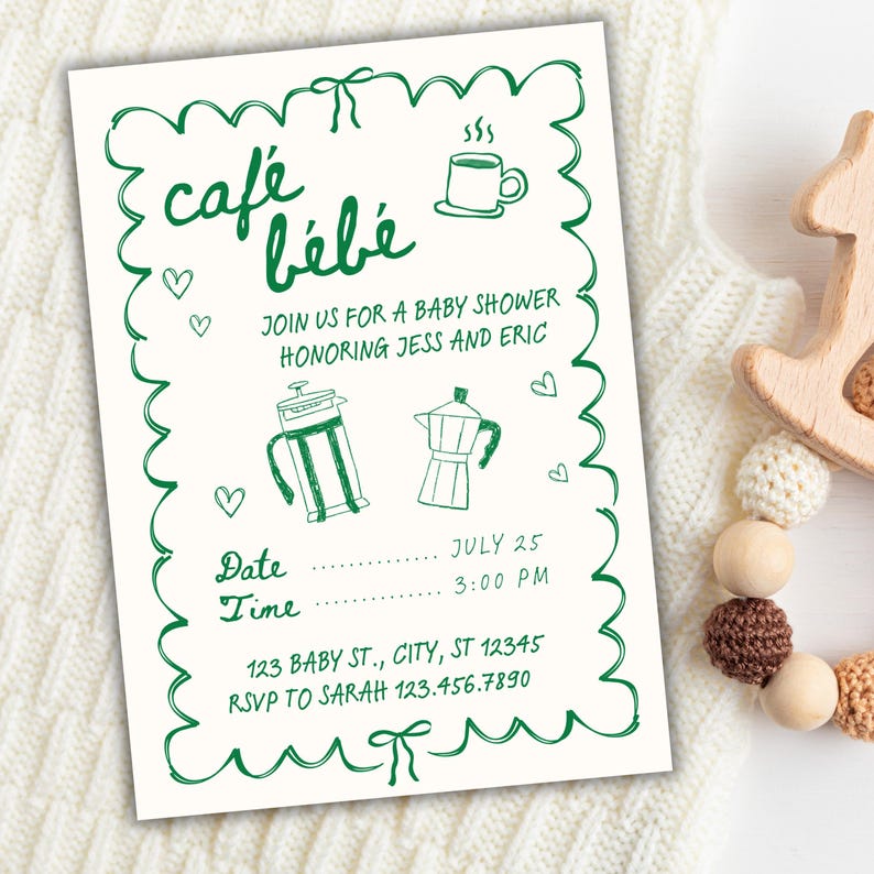Cafe Bebe Baby Shower Invitation Set (digital Download) - Etsy