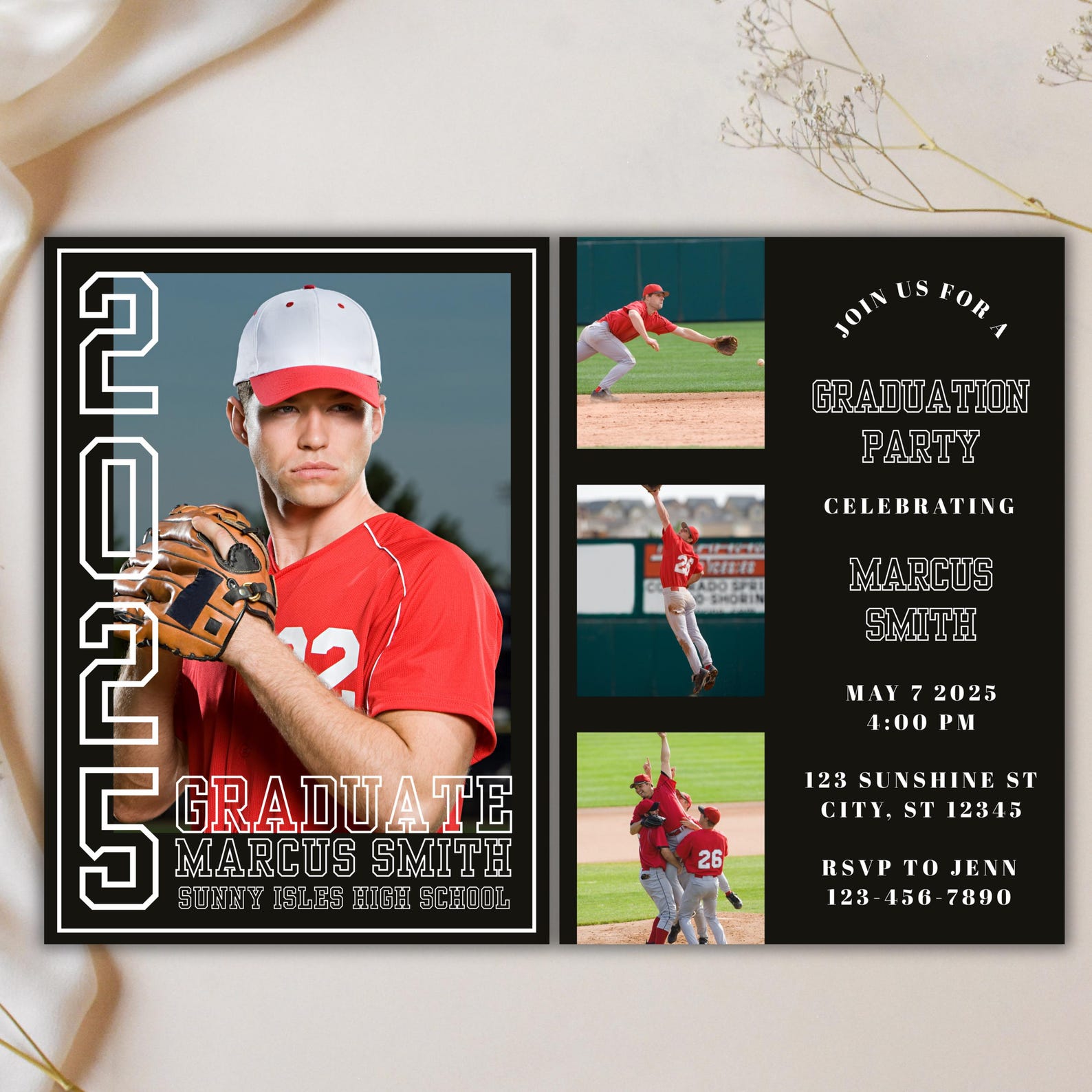 Editable Graduation Announcement and Party Invitation: Athlete Photo ...