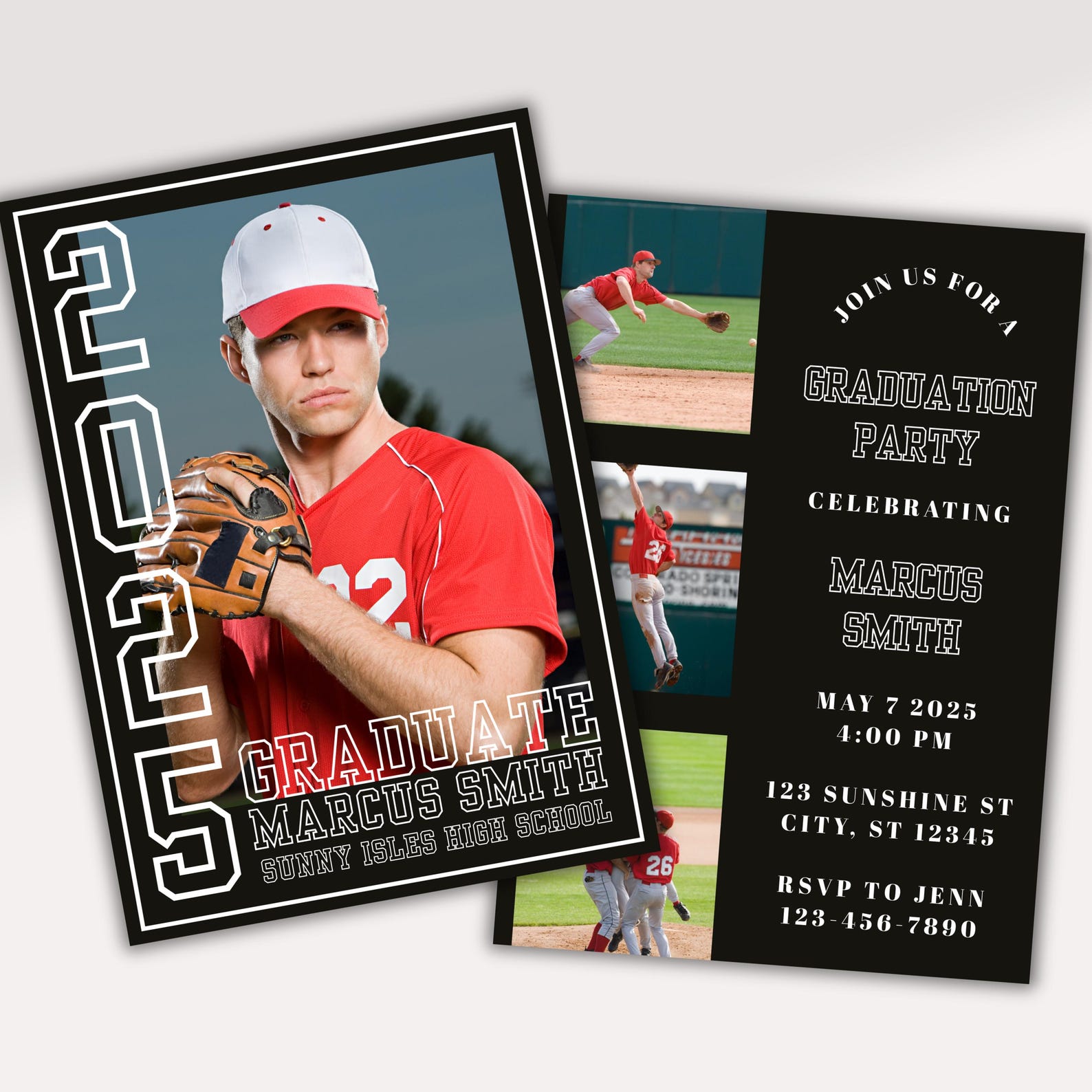 Editable Graduation Announcement and Party Invitation: Athlete Photo ...