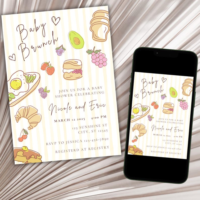 Editable Baby Brunch Baby Shower Invitation Template Instant Digital ...