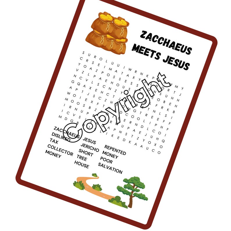 Zacchaeus Bible Wordsearch Puzzle - Etsy