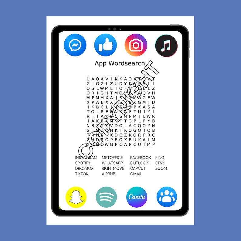 App Wordsearch Puzzle Printable - Etsy