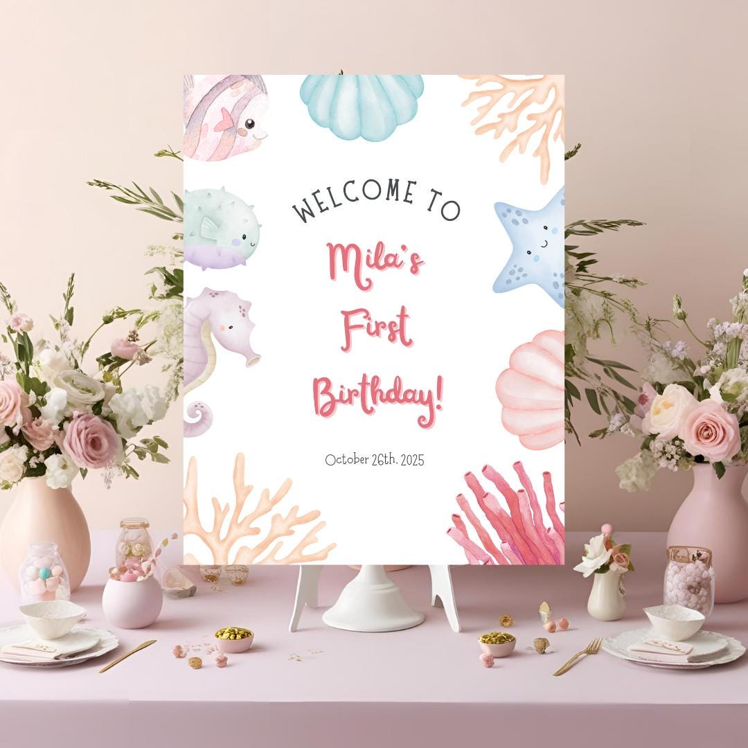 Oneder the Sea Welcome Birthday Party Sign Under the Sea Party Decor ...