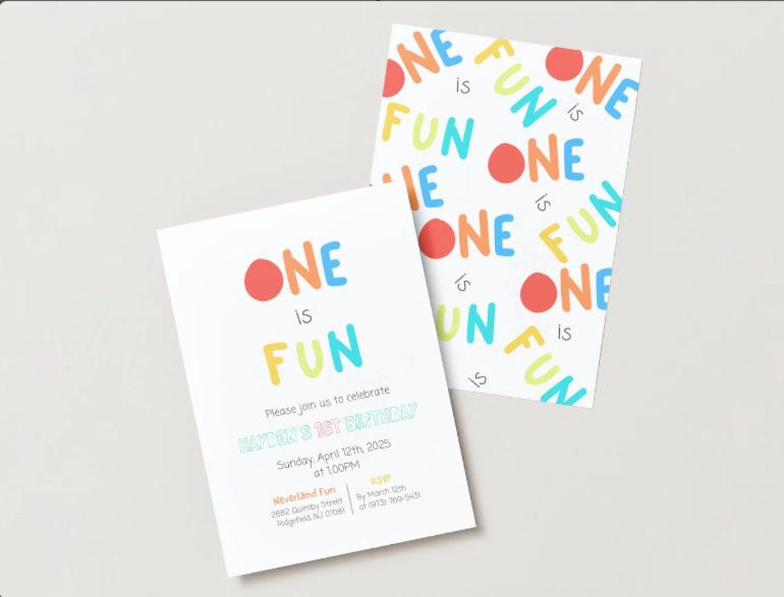 ONE is Fun Birthday Invitation One is Fun Invite First Birthday Party ...