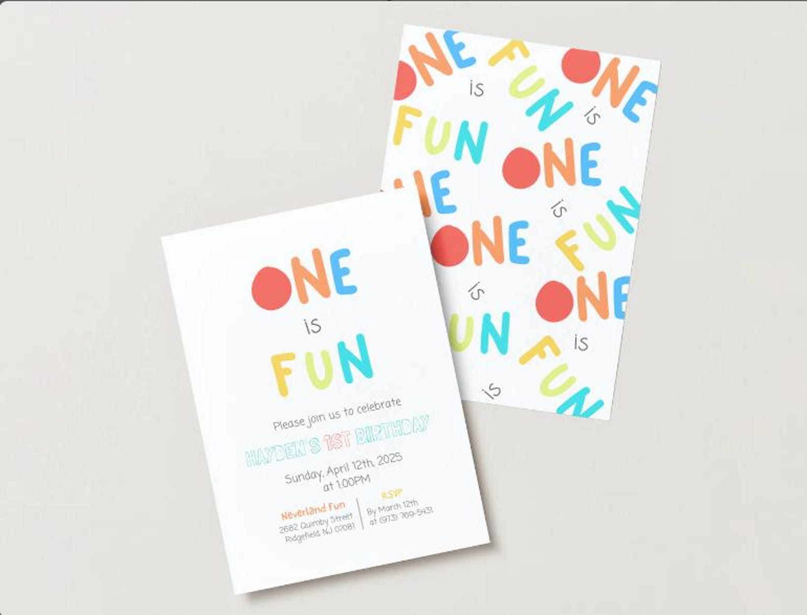 ONE is Fun Birthday Invitation One is Fun Invite First Birthday Party ...