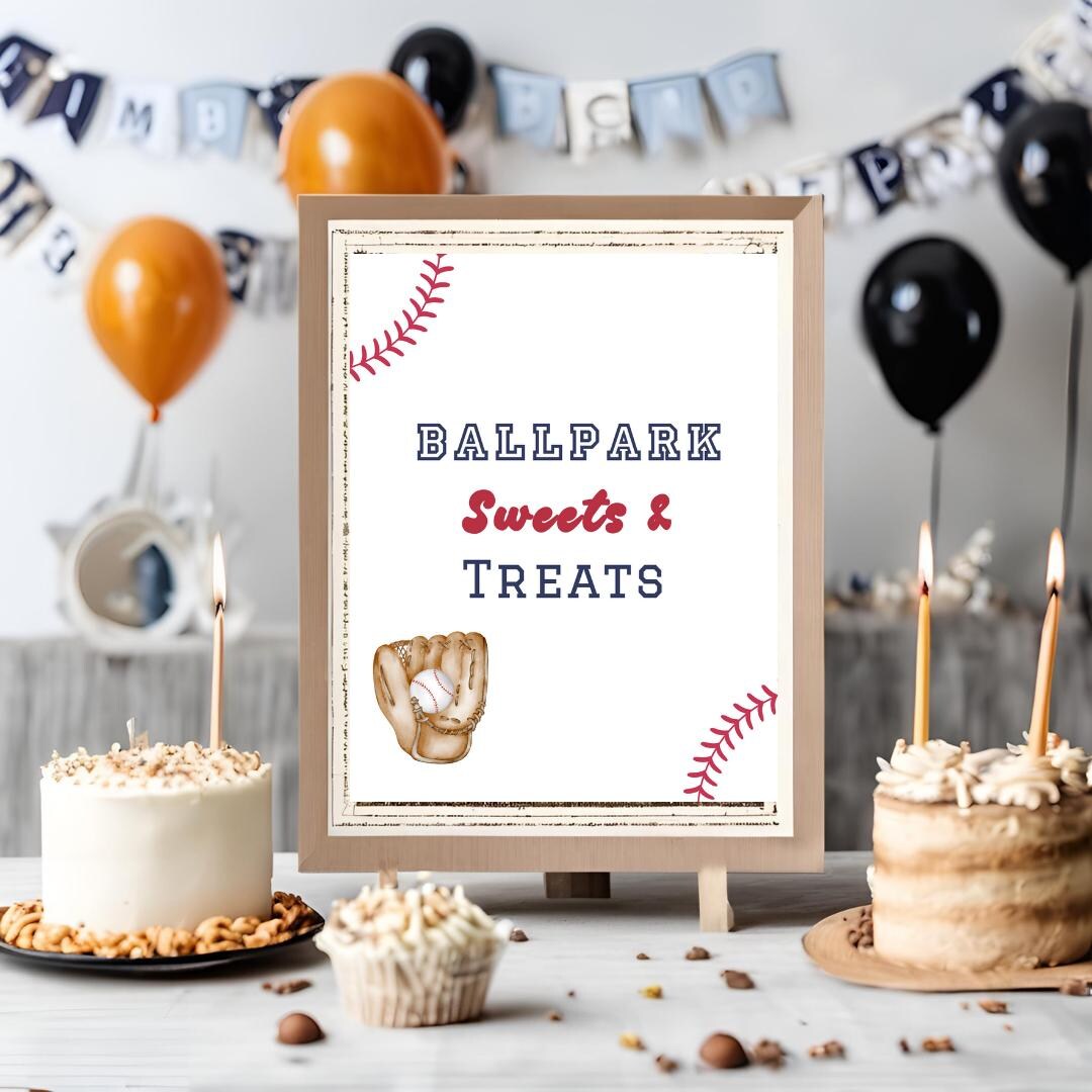 Baseball Birthday Party Sign Bundle Printable Sports Party Table Decor ...