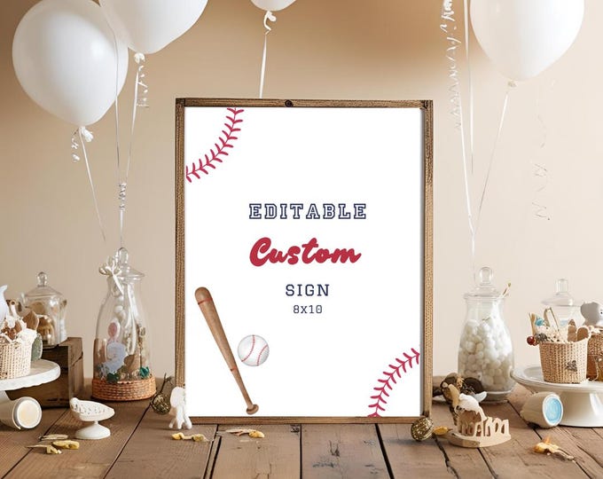 9 Baseball Party Signs - INSTANT DOWNLOAD - 2 Color Choices per Sign ...