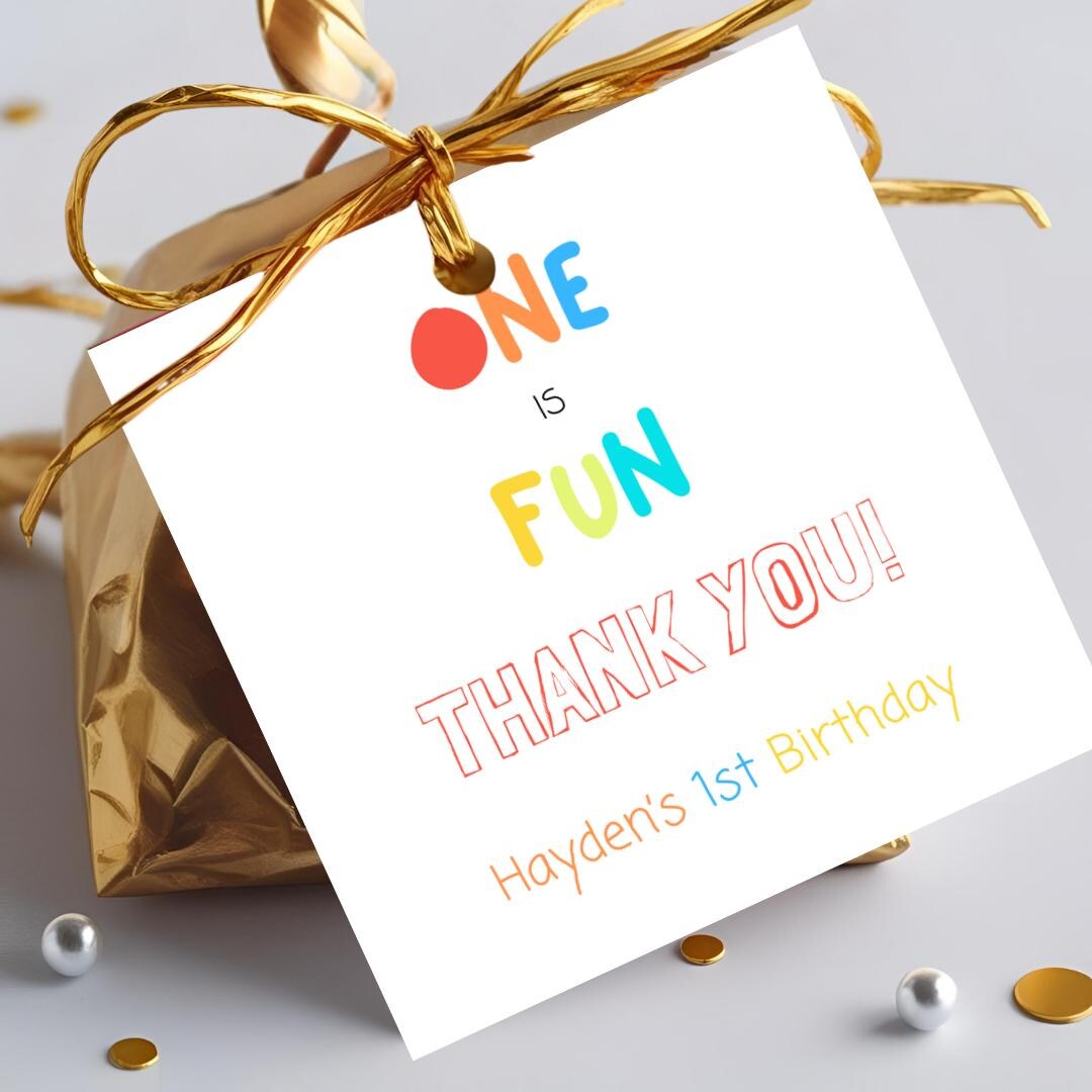 One is Fun Party Favor Tags 1st Birthday Party Decor Boys First ...