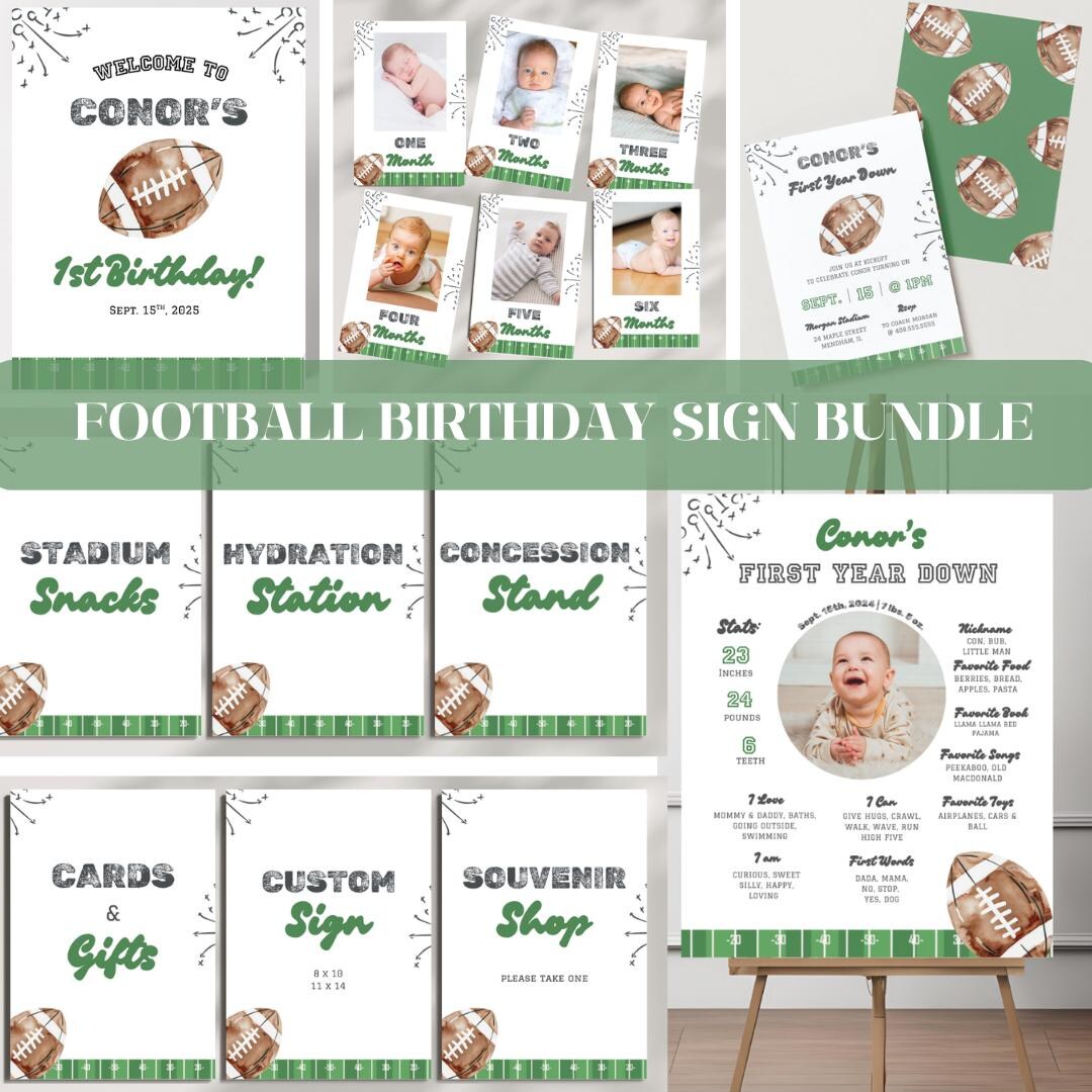 First Down Birthday Bundle First Down Football Printable Decor 1st Down ...