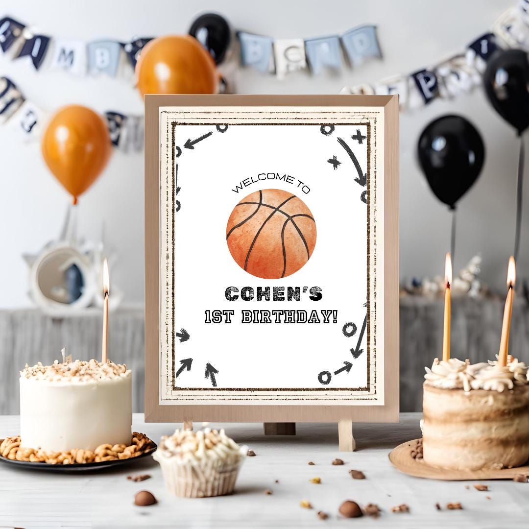 Basketball Birthday Welcome Sign Printable All Star Sports Party Large ...