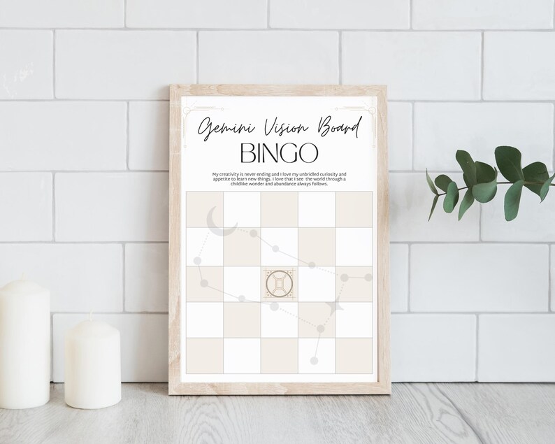 Gemini Manifestion Zodiac Vision Board Bingo Card – Printable Digital ...