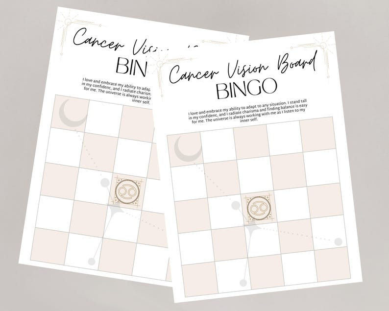 Cancer - Zodiac Vision Board Bingo Card – Printable Digital Download ...