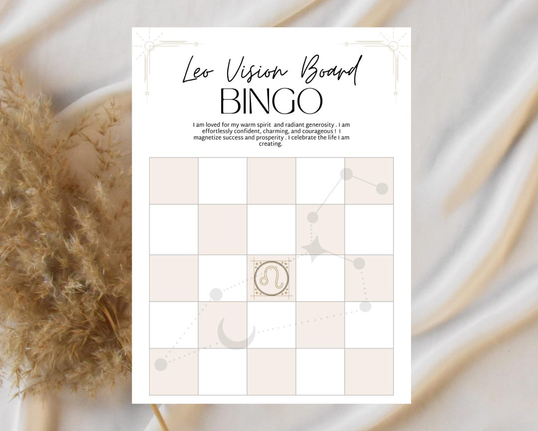 Leo Manifestation Zodiac Vision Board Bingo Card – Printable Digital ...