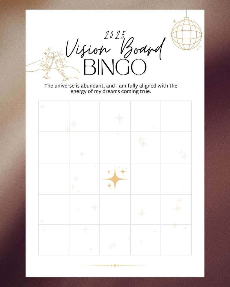 2025 Manifestation Bingo Card, Bingo Card, 2025 Bingo Card, 2025 Vision ...