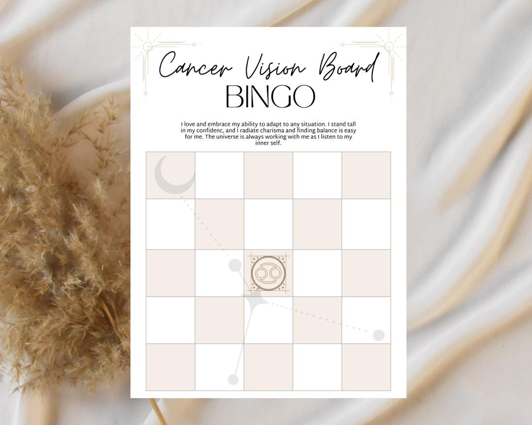 Cancer - Zodiac Vision Board Bingo Card – Printable Digital Download ...