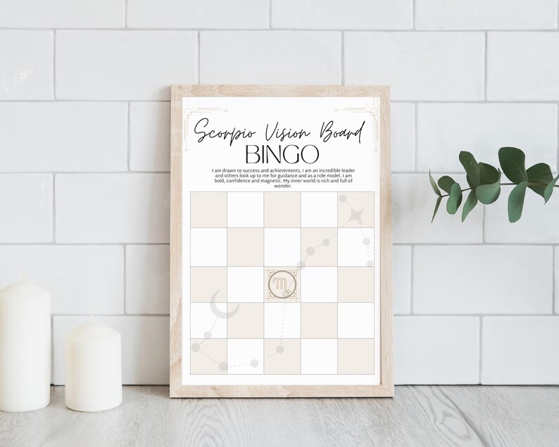 Scorpio Manfiestion Zodiac Vision Board Bingo Card – Printable Digital ...