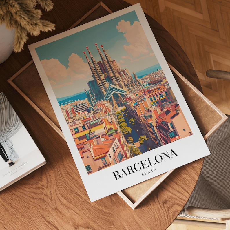 Barcelona Travel Poster, Spain Wall Art, Personalized Gift, Minimalist ...