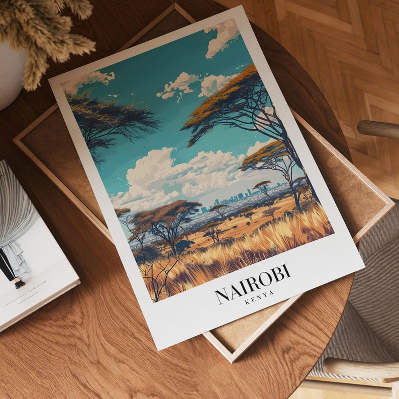 Nairobi Travel Poster, Kenya Wall Art, Personalized Gift, Birthday Gift ...