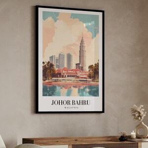 Johor Bahru Malaysia Travel Poster: Vintage Cityscape Art - Etsy