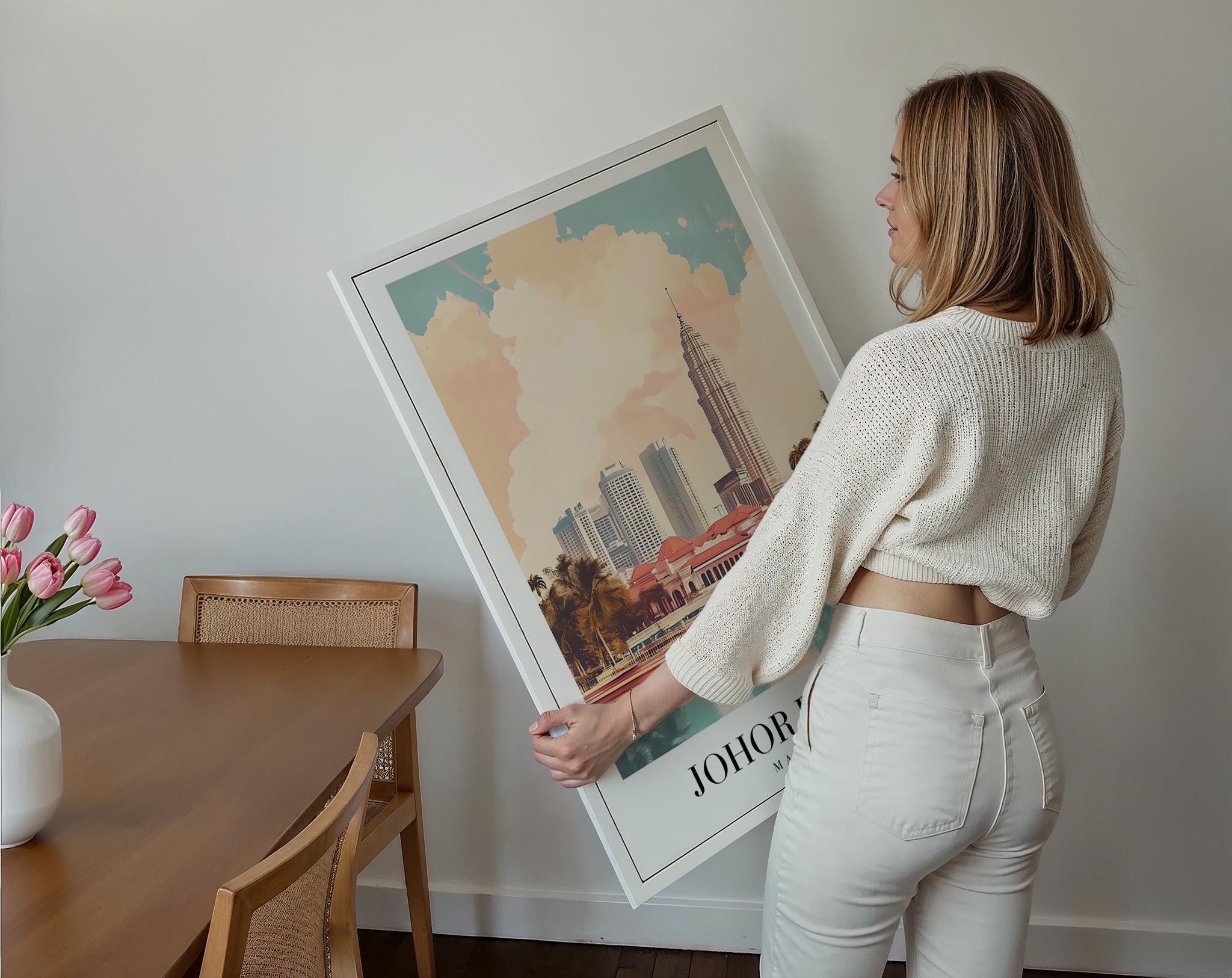 Johor Bahru Malaysia Travel Poster: Vintage Cityscape Art - Etsy