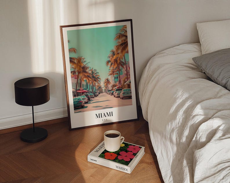 Miami Travel Poster, USA Wall Art, Housewarming Gift, Vintage Travel ...