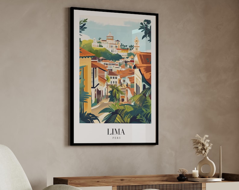 Lima Peru Travel Poster: Retro South America Wall Art - Etsy