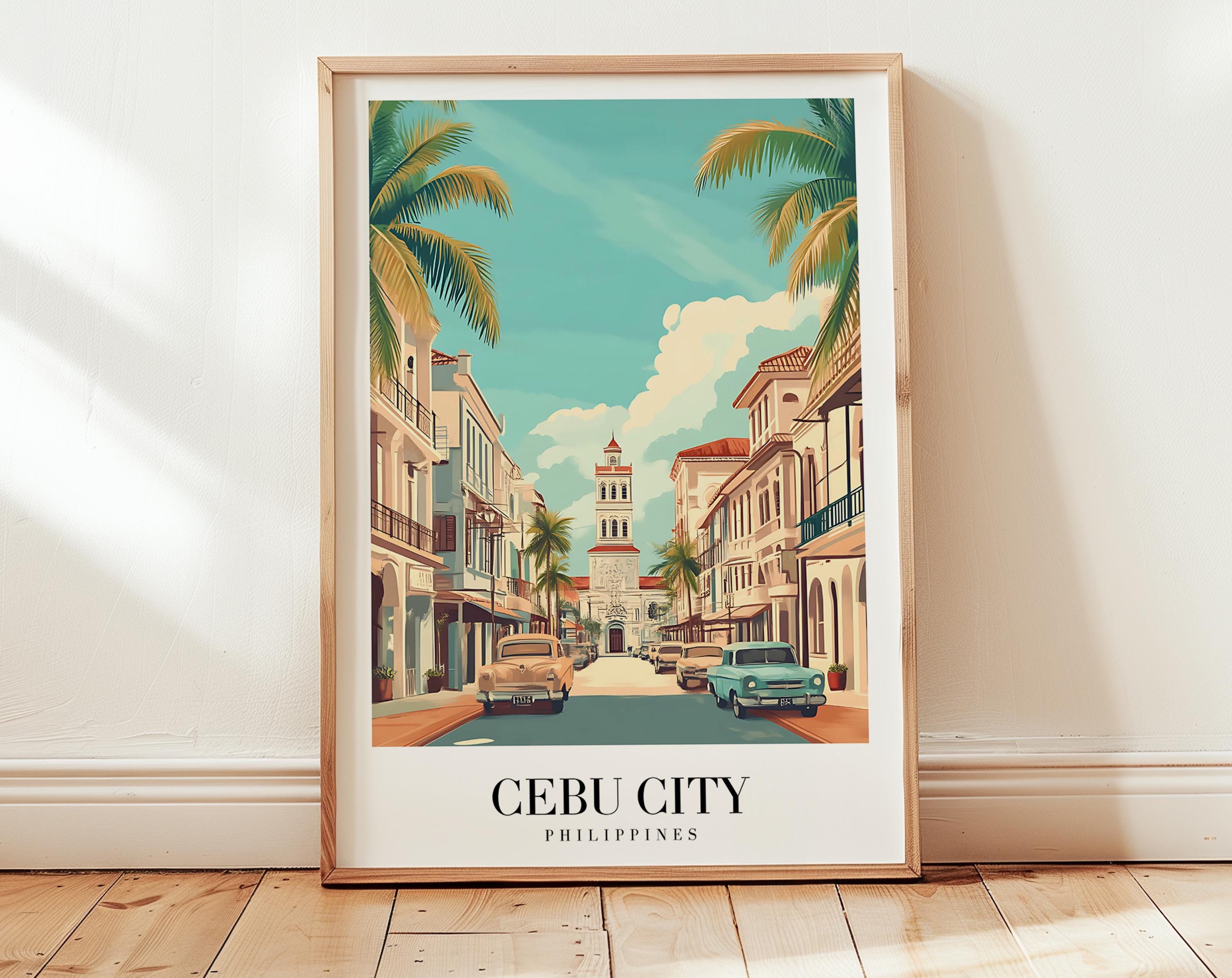 Cebu City Travel Poster, Philippines Wall Art, Personalized Gift ...
