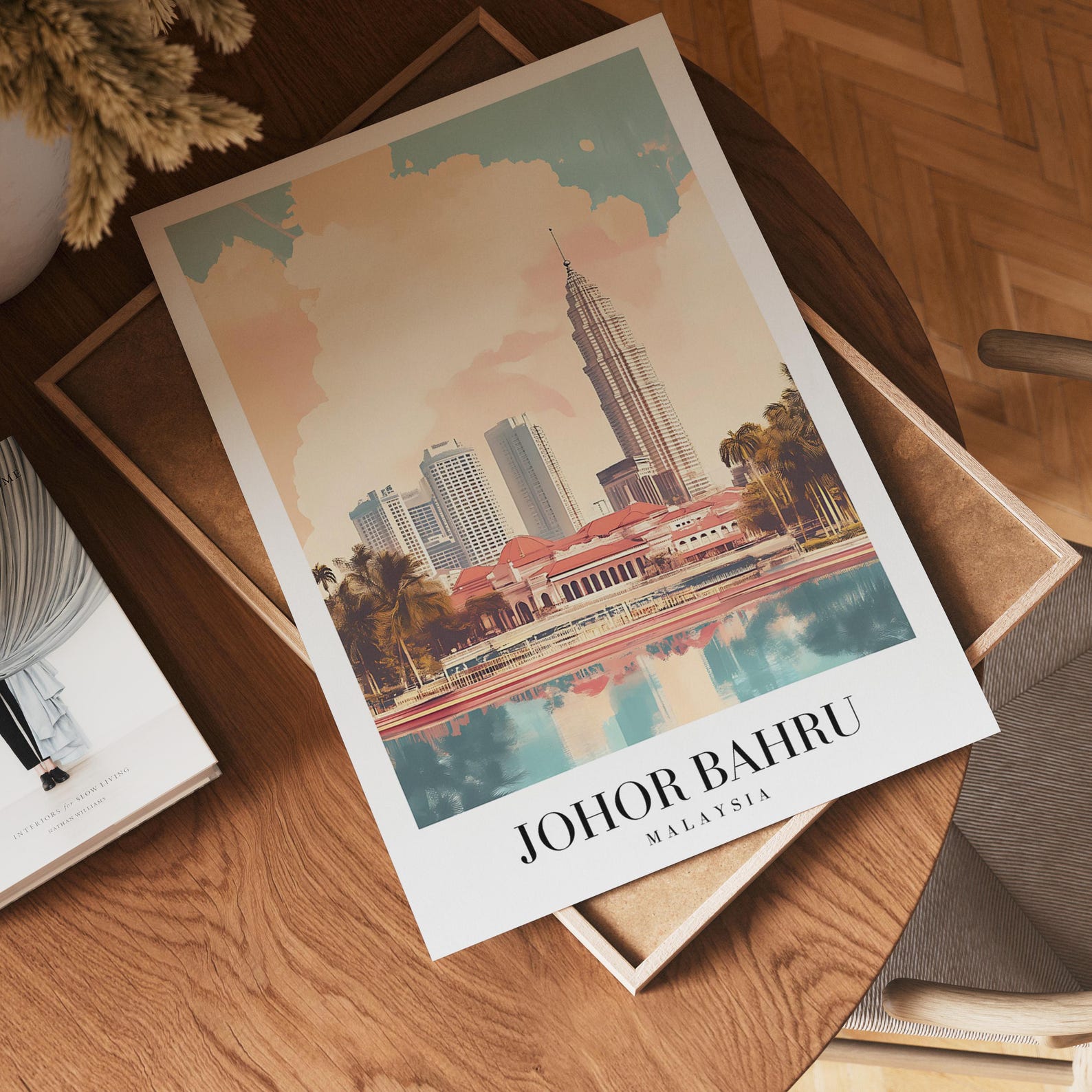 Johor Bahru Malaysia Travel Poster: Vintage Cityscape Art - Etsy