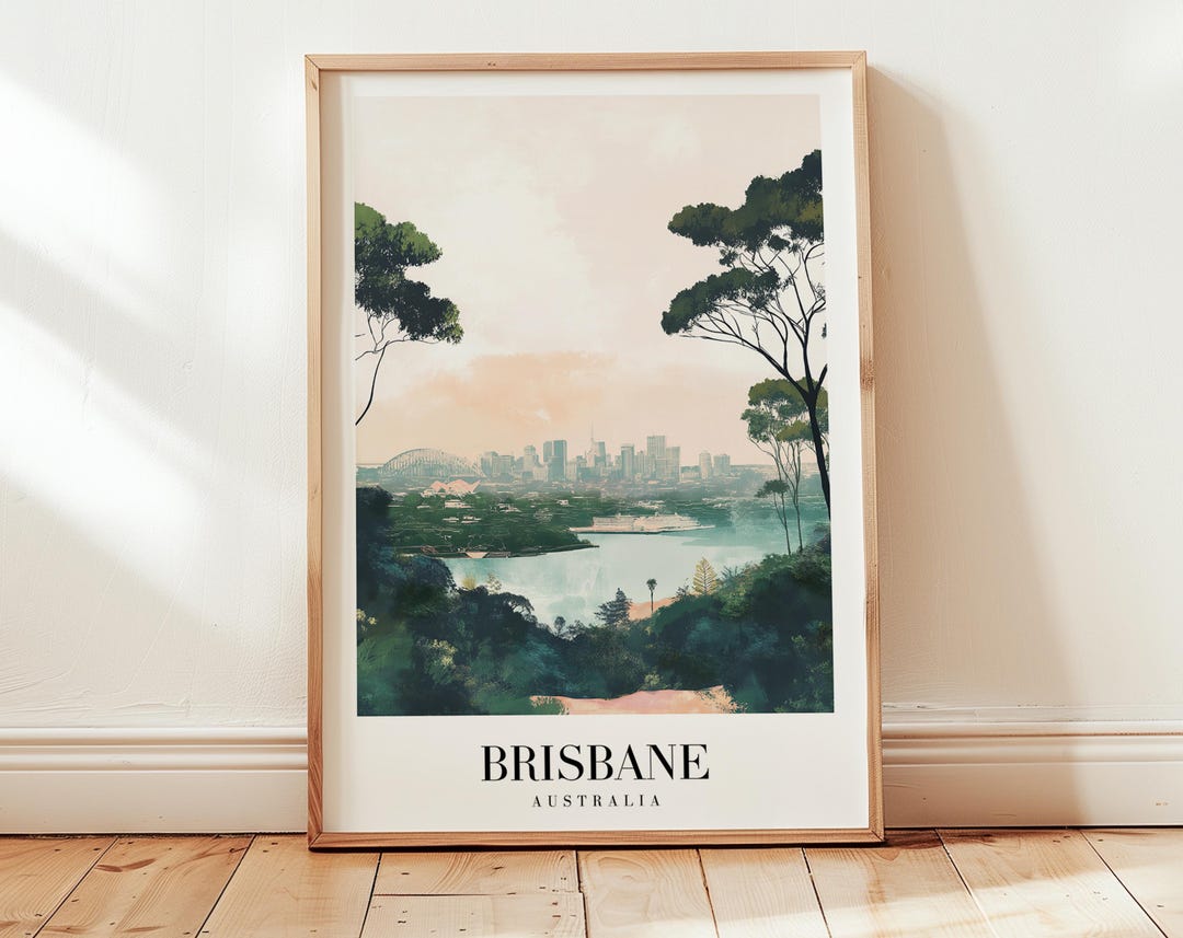 Brisbane Travel Poster, Australia Wall Art, Personalized Gift, Birthday ...