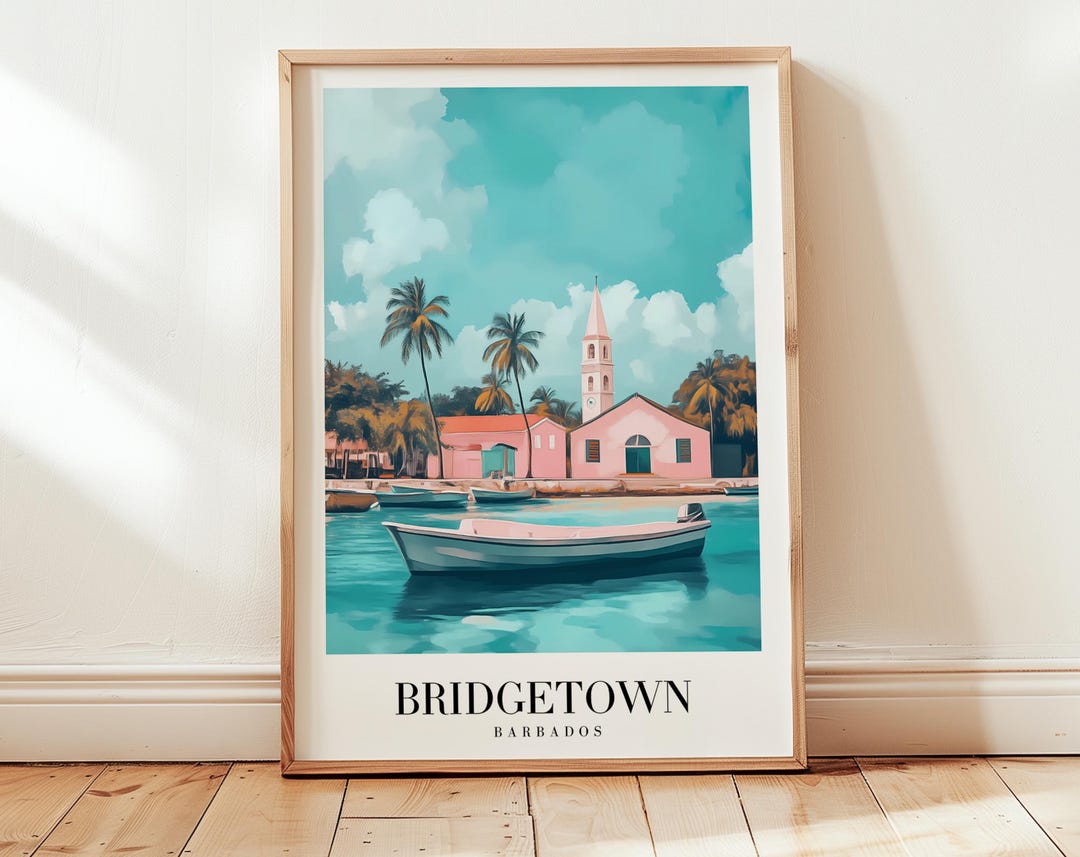 Bridgetown Barbados Travel Poster: Vintage Cityscape Wall Art - Etsy