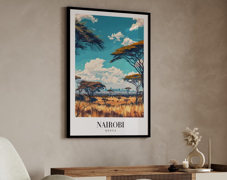 Nairobi Travel Poster, Kenya Wall Art, Personalized Gift, Birthday Gift ...