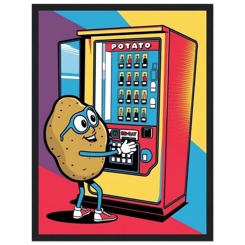Hilarious Potato Vending Machine Poster - Framed Humor Art for Unique Decor - Etsy