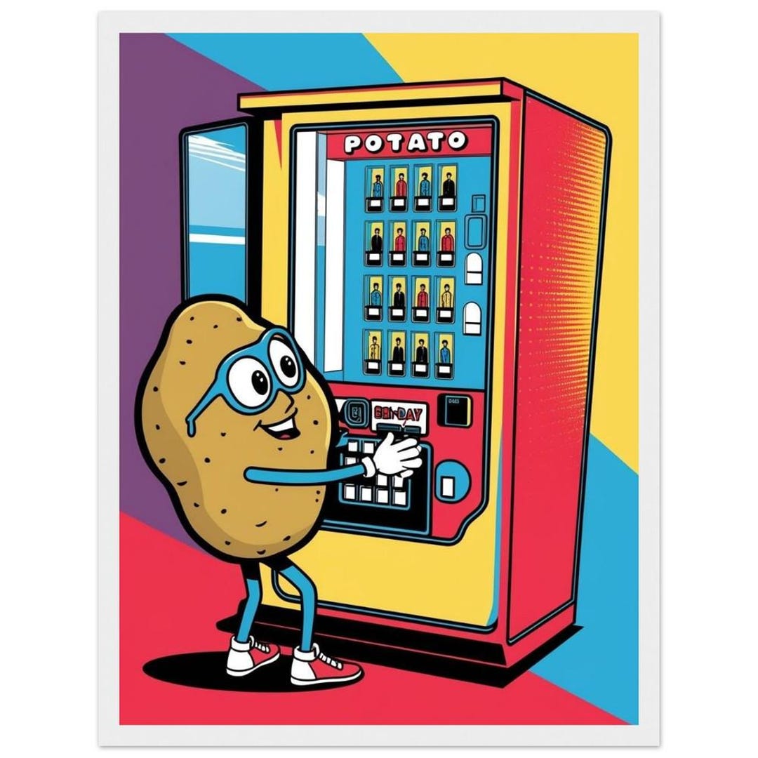 Hilarious Potato Vending Machine Poster - Framed Humor Art for Unique ...