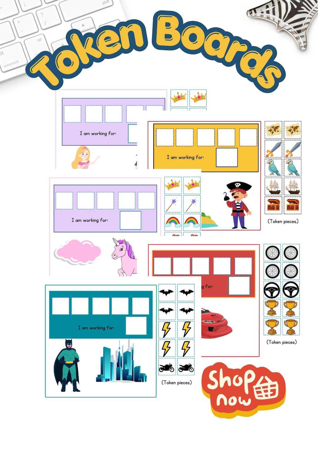 Token Boards for Kids: Digital Reward System | 38 Colorful Tokens + 24 ...