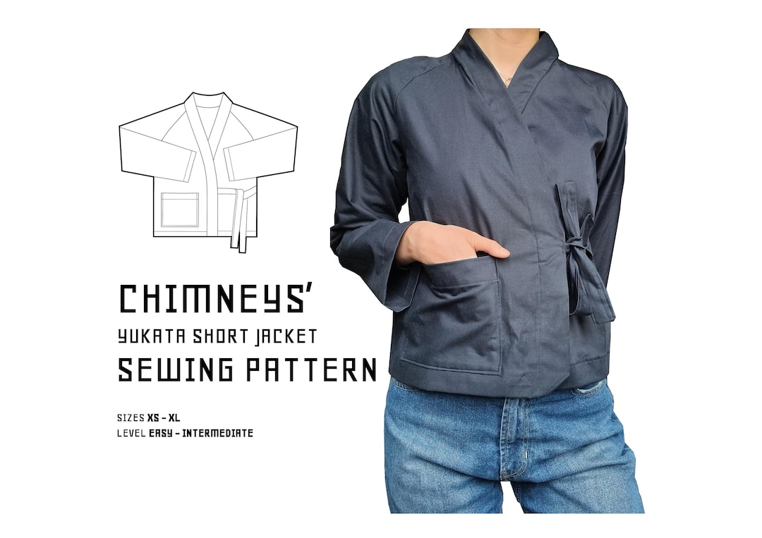Printed Kimono Wrap Jacket Sewing Pattern: Easy DIY Clothing (XS-XL, A0 ...