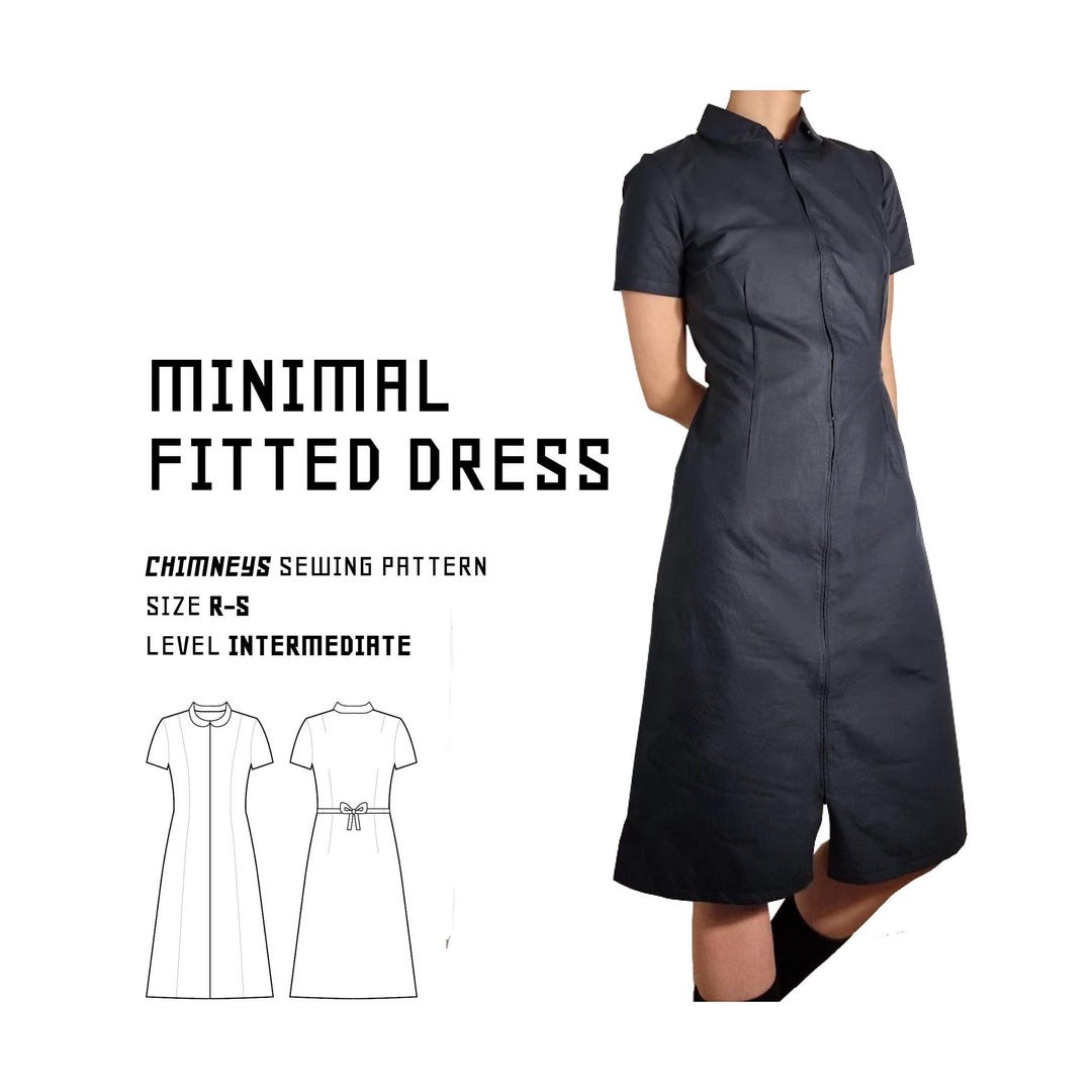 Fitted Dress Sewing Pattern – Minimalist Japanese Midi With Waist Ties ...