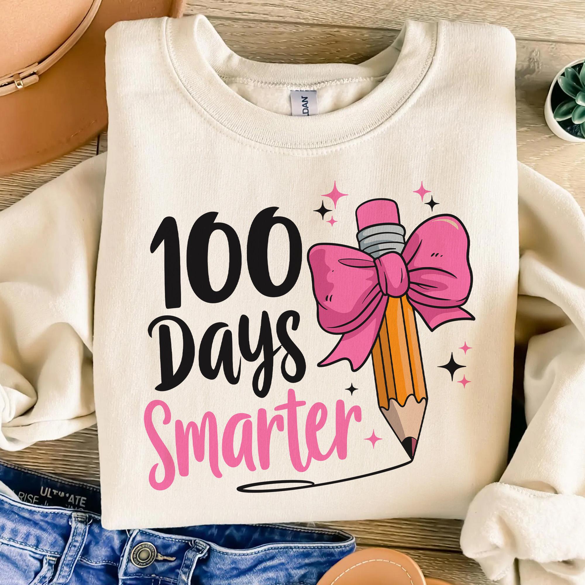 100 Days Smarter, 100 Days of School Png, Little Miss Png, 100 Days ...