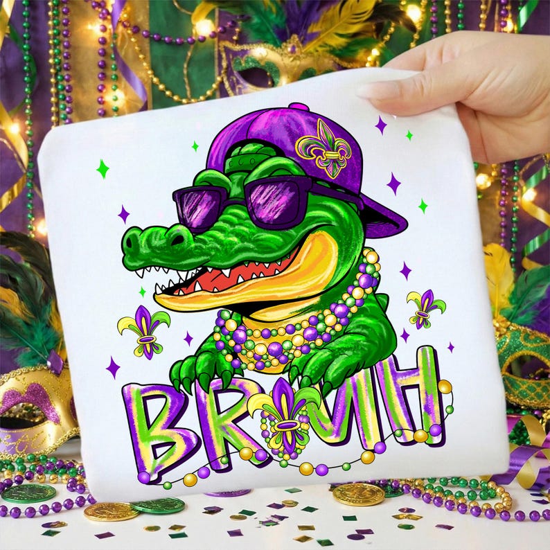 Mardi Gras Bruh Png, Alligator Png, Funny Fat Tuesday Sublimation, NOLA ...