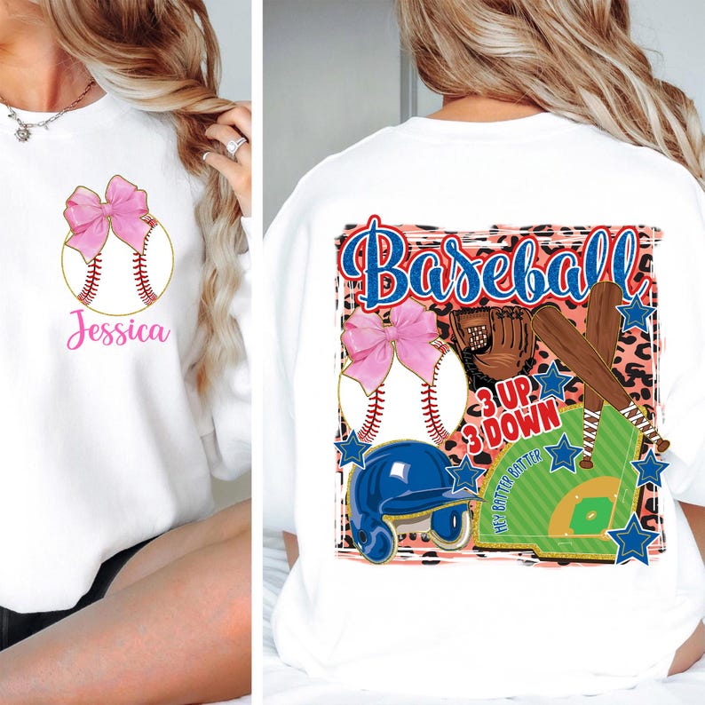 Baseball Preppy Png, Front Back Png Hand Drawn Baseball Png, Boujee Fun ...